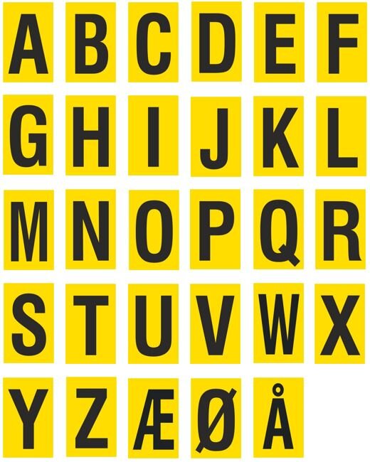 Selvklebende folietegn 17x27 mm - bokstaver A-Å | Melbye