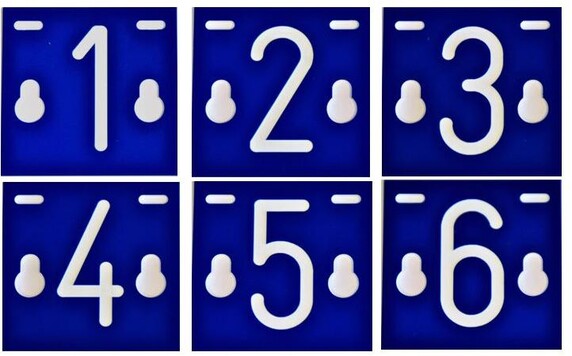 Merkeskilt blå 64x64x3,2mm tosidig | Melbye